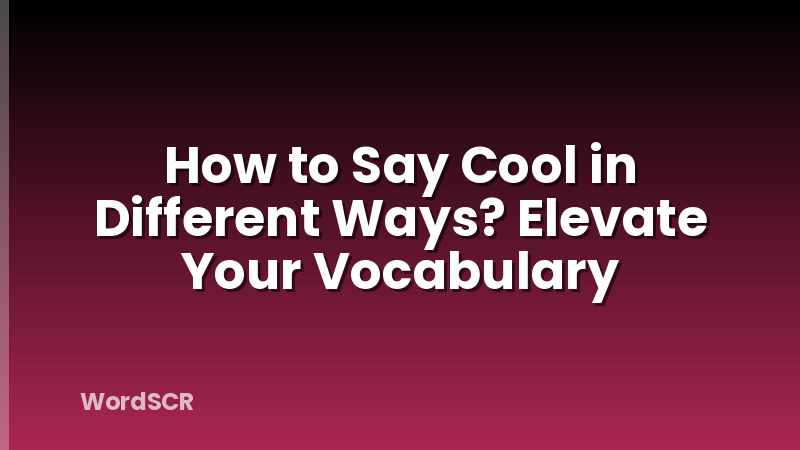 How To Say Cool In Different Ways? Elevate Your Vocabulary | WordSCR