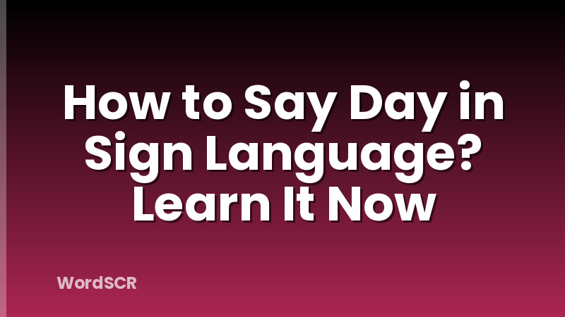 How To Say Day In Sign Language? Learn It Now | WordSCR