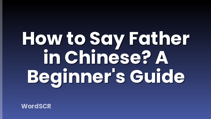How To Say Father In Chinese? A Beginner's Guide | WordSCR