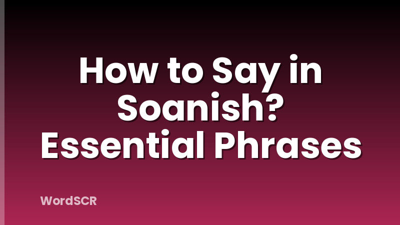 How To Say In Soanish? Essential Phrases | WordSCR
