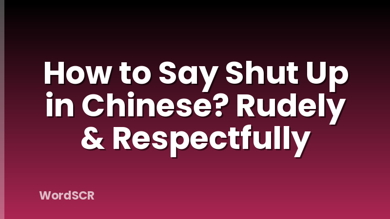 How To Say Shut Up In Chinese? Rudely & Respectfully | WordSCR
