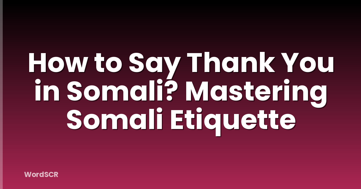 How To Say Thank You In Somali? Mastering Somali Etiquette | WordSCR