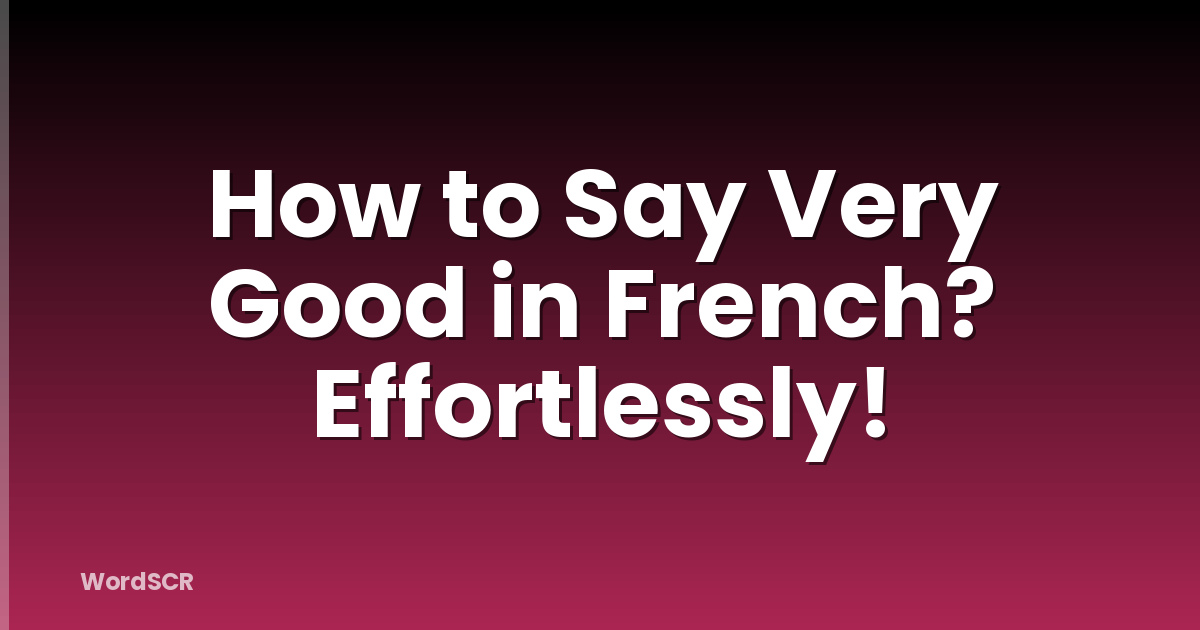 How To Say Very Good In French? Effortlessly! | WordSCR
