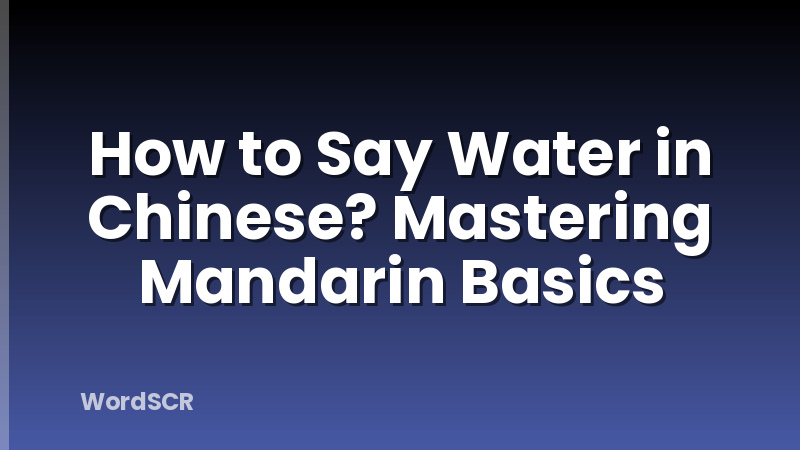 How To Say Water In Chinese? Mastering Mandarin Basics | WordSCR