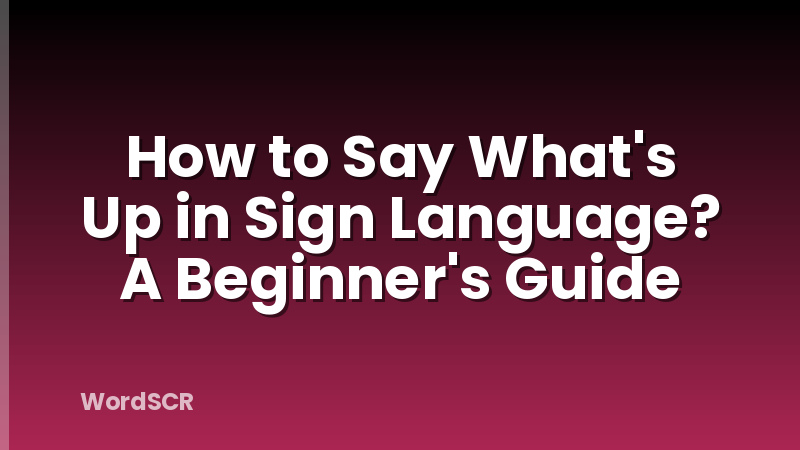 How To Say What's Up In Sign Language? A Beginner's Guide | WordSCR