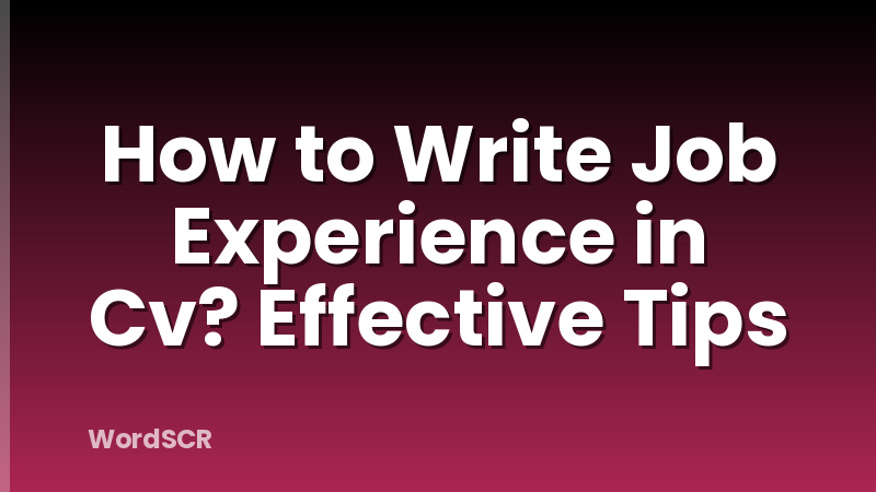 How To Write Job Experience In Cv? Effective Tips | WordSCR