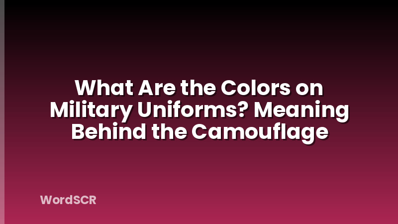 What Are The Colors On Military Uniforms? Meaning Behind The Camouflage ...