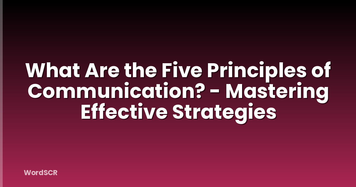 What Are The Five Principles Of Communication? - Mastering Effective ...