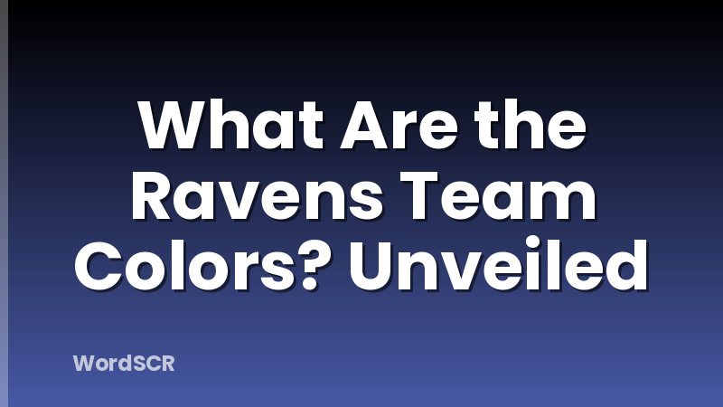 What Are The Ravens Team Colors? Unveiled | WordSCR