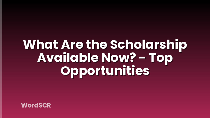 What Are The Scholarship Available Now? - Top Opportunities | WordSCR