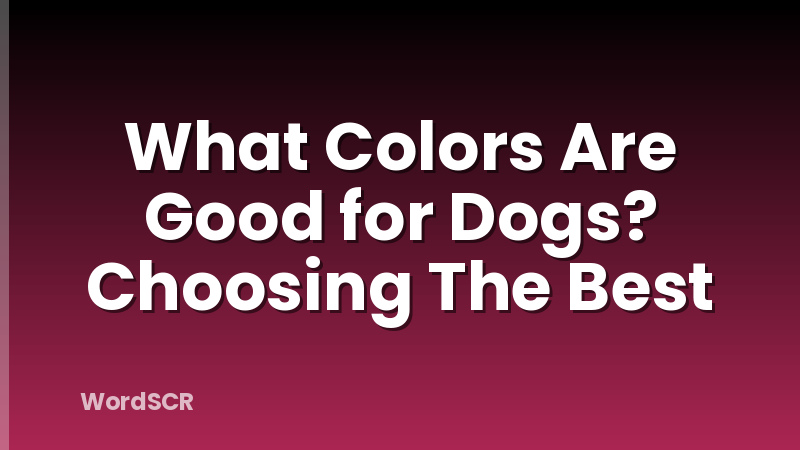 What Colors Are Good For Dogs? Choosing The Best | WordSCR