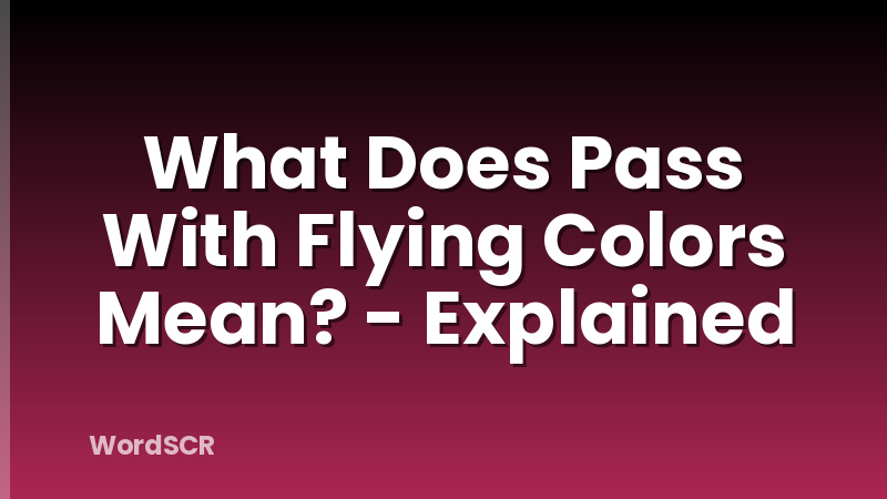 What Does Pass With Flying Colors Mean? - Explained | WordSCR