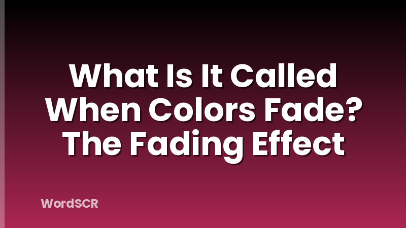 What Is It Called When Colors Fade? The Fading Effect | WordSCR