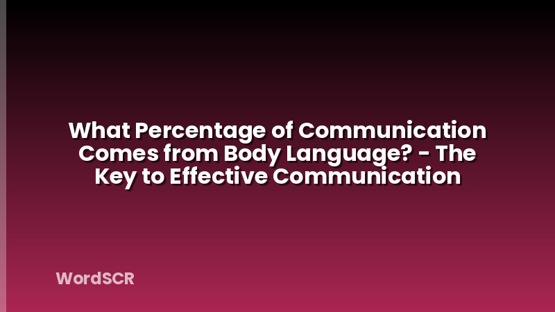 What Percentage Of Communication Comes From Body Language? - The Key To ...
